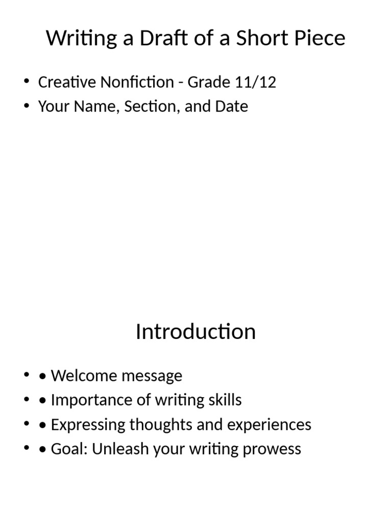 Drafting Creative Nonfiction Guide | PDF | Essays | Creative Nonfiction