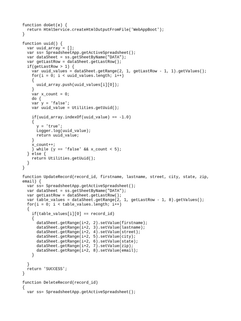 Bootstrap CRUD Google Web App - Apps Script | PDF