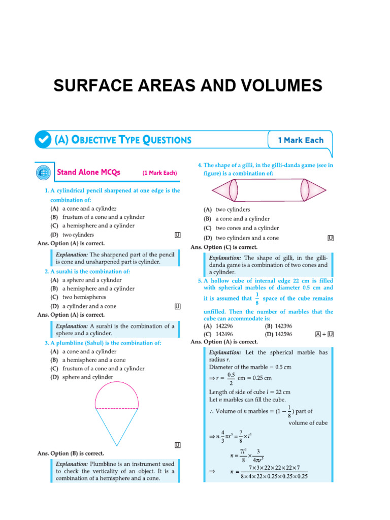 Surface Area and Volumes Mcq3 | PDF