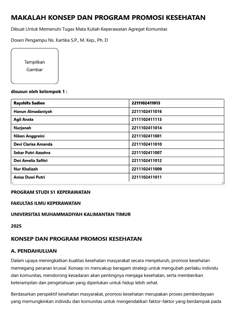 Program Promosi Kesehatan Masyarakat 2025 | PDF