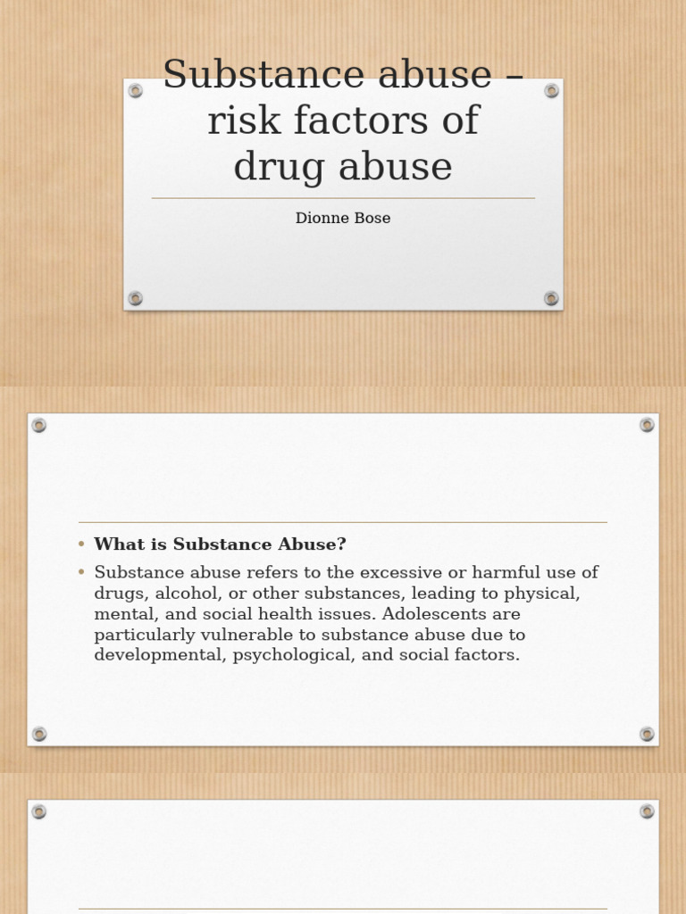 Substance Abuse Risk Factors of Drug Abuse | PDF