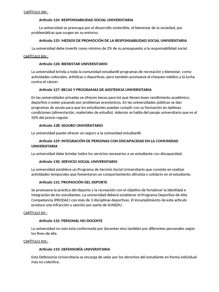 Ley Universitaria 30220 Cap 13,14,15,16 | PDF | Trabajo Social