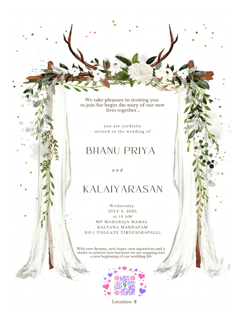 Kalai & Bhanu Marriage Invitation | PDF