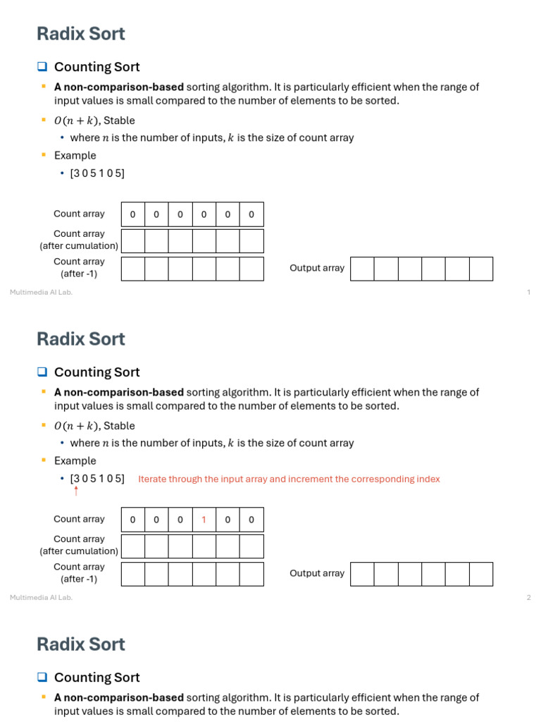 Lecture11 Sorting - Counting Sort Example | PDF | Computer Data ...