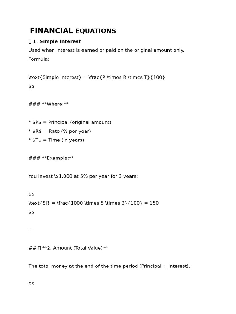 Financial Equations | PDF