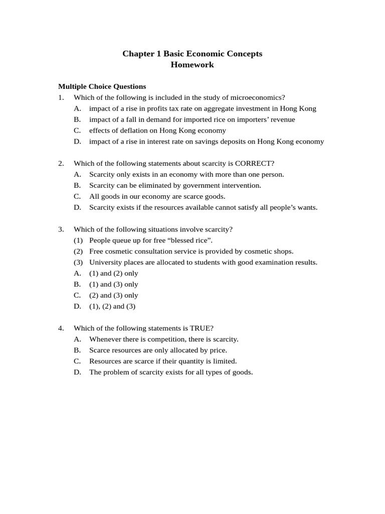 Chapter 1 Basic Economic Concepts | PDF | Interest | Opportunity Cost