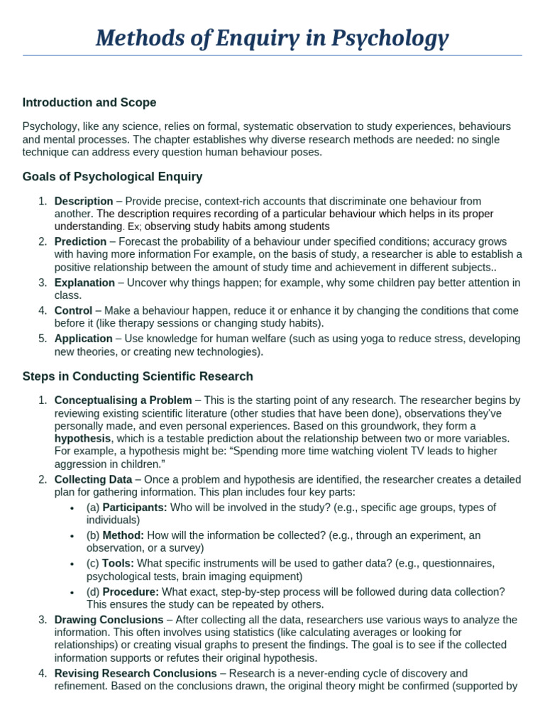 Psychological Research Methods Explained | PDF | Psychology | Experiment