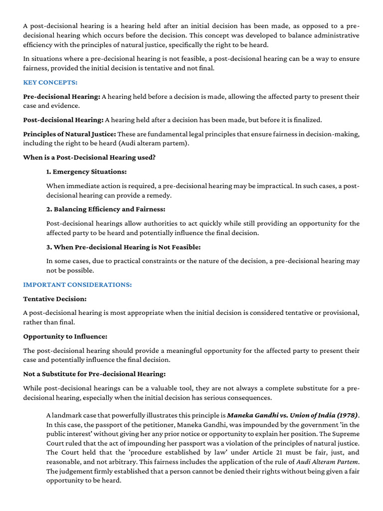 Understanding Post-Decisional Hearings | PDF | Political Law | Public Law