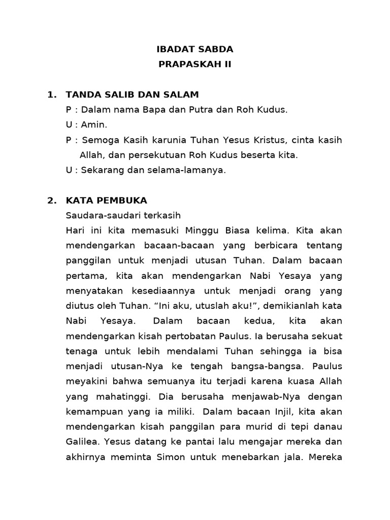 Panduan Ibadat Sabda | PDF