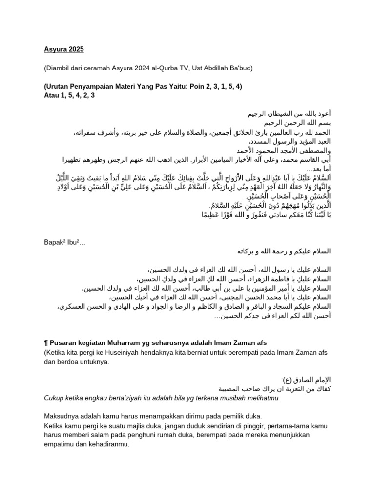 Asyura 2025 Isi Ceramah | PDF