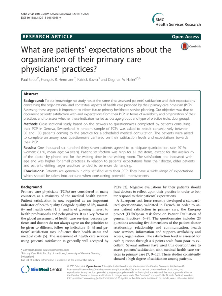 Patient Expectations in Primary Care | PDF | Categorical Variable | Patient