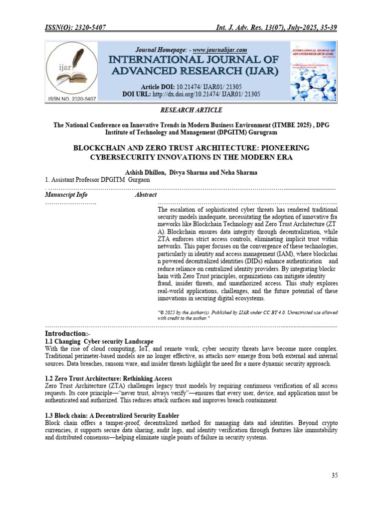 Blockchain & Zero Trust in Cybersecurity | PDF | Computer Security ...