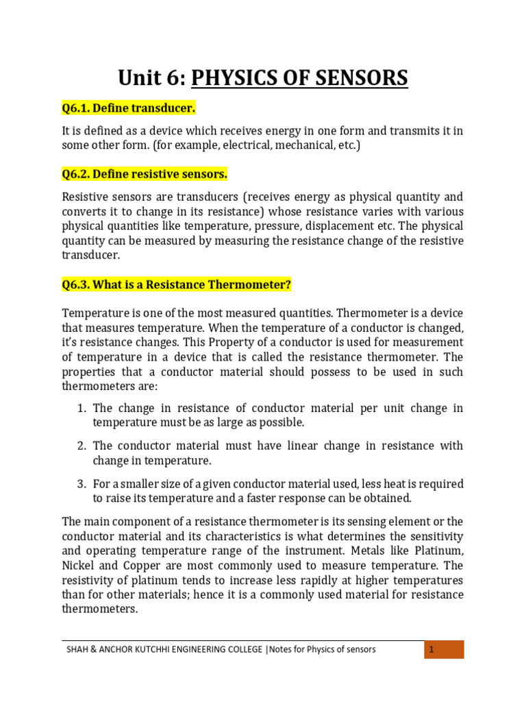 Physics of Sensor Final | PDF | Inductance | Ultrasound