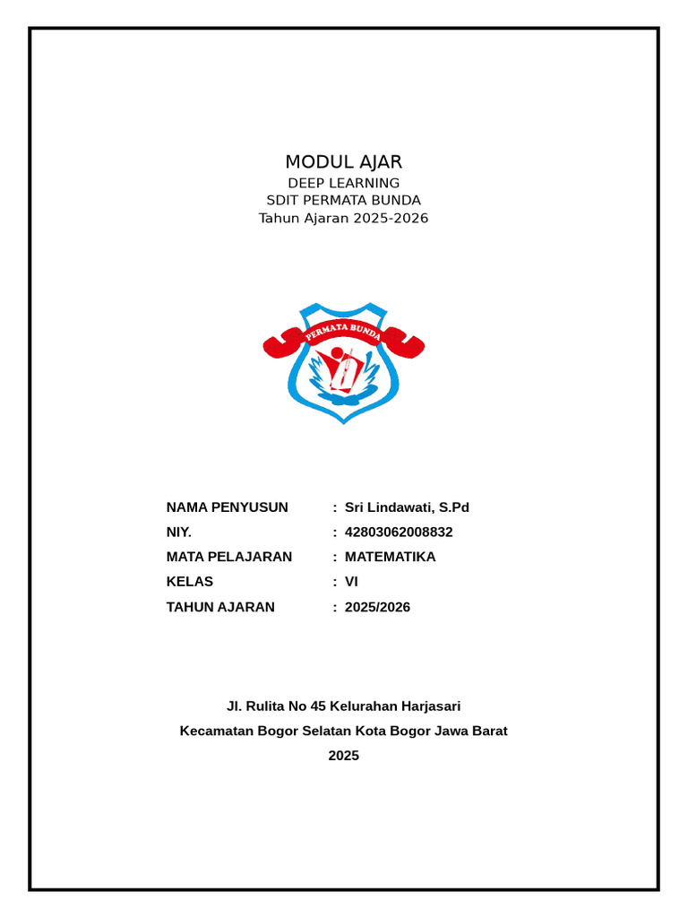 MODUL AJAR Deeplearning - MTK 6 | PDF