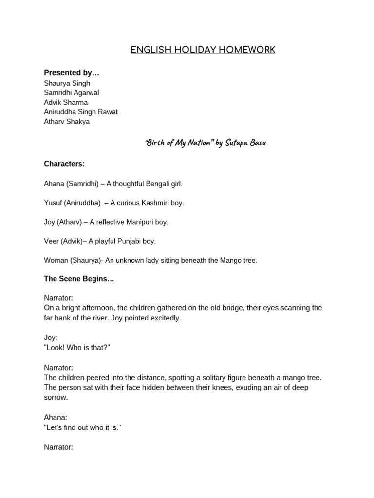 English Holiday Homework | PDF
