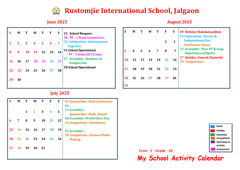Grade 10 June To August Activity Calender | PDF