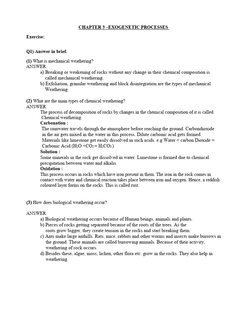 Geography Notes Chapter-3 (9abcd) | PDF | Weathering | Earth Sciences