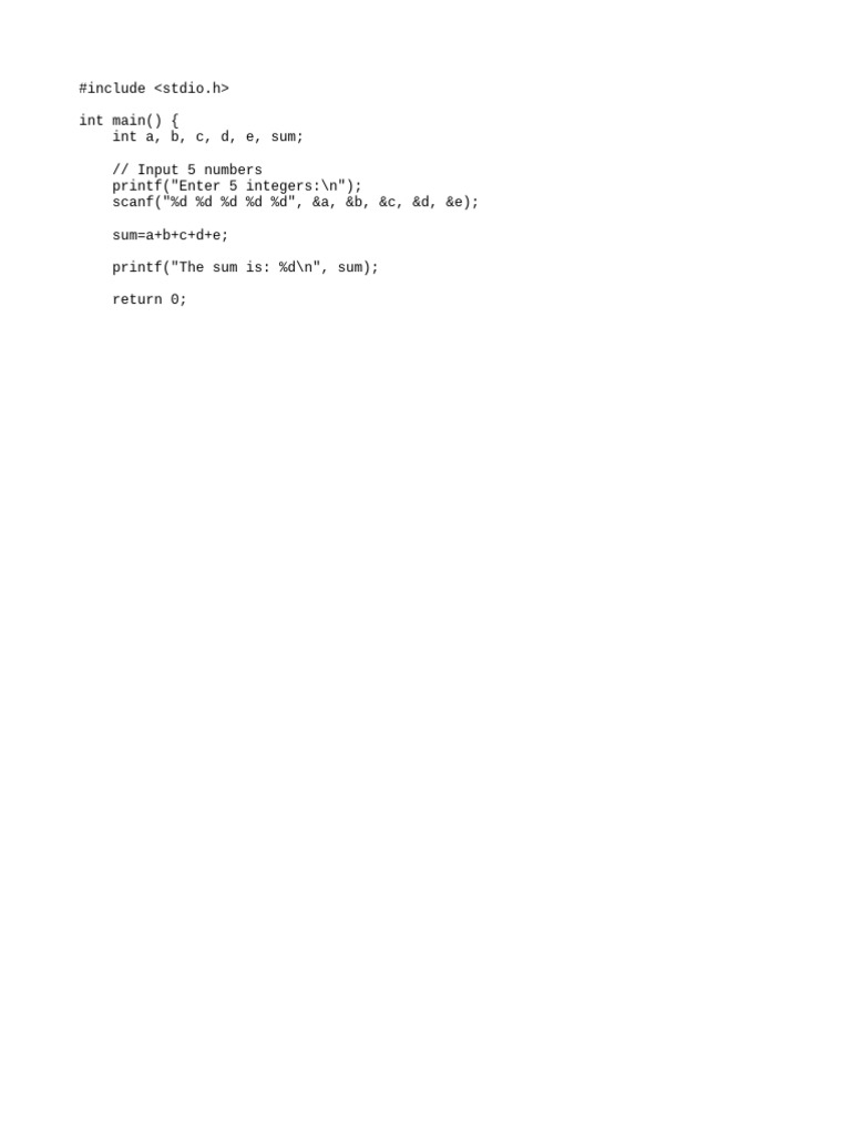 Sum of 5 Int | PDF