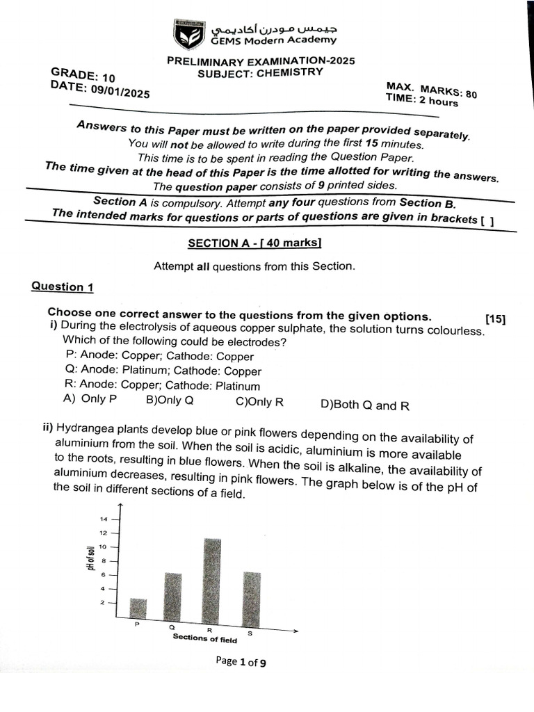 Chemistry Prelim 2025 | PDF