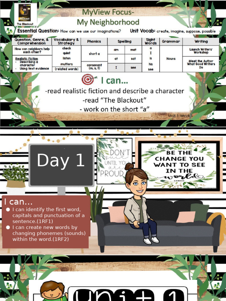 MyView 1st Grade Unit 1 Week 1 | PDF