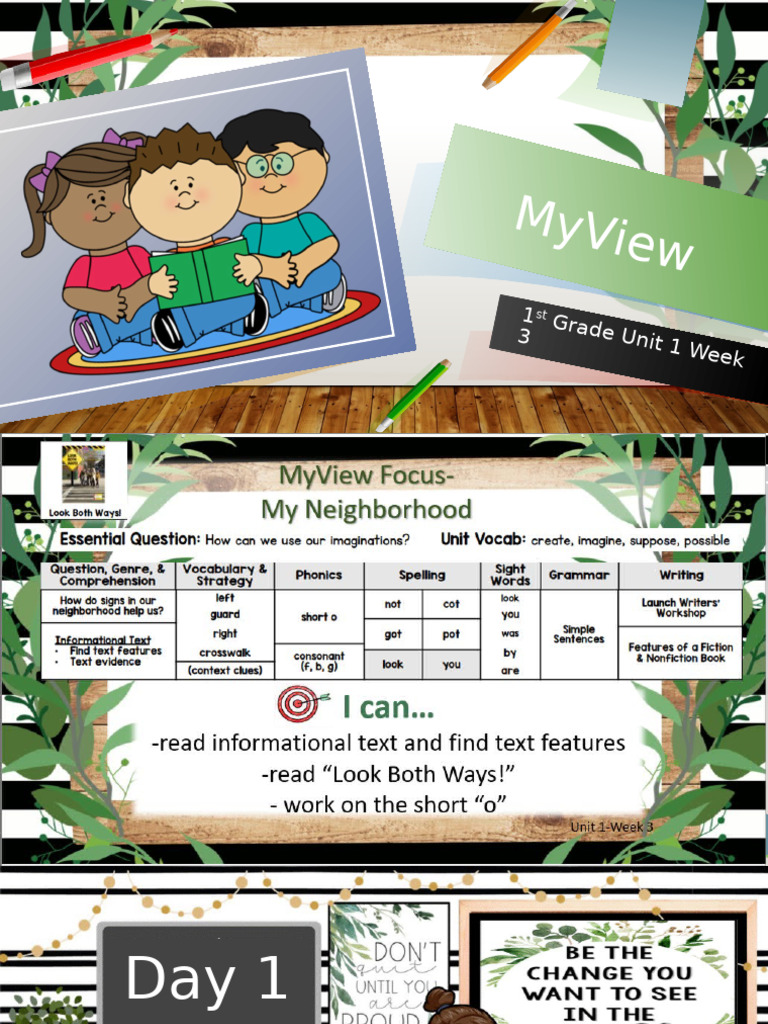 MyView 1st Grade Week 3 Overview | PDF