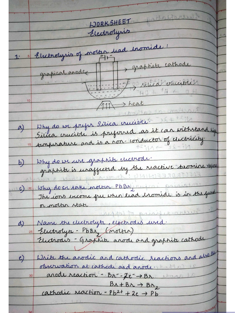 Electrolysis Worksheet | PDF