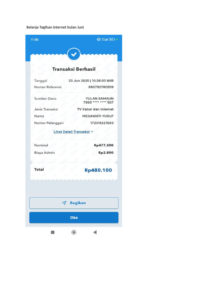 Belanja Tagihan Internet Bulan Juni | PDF