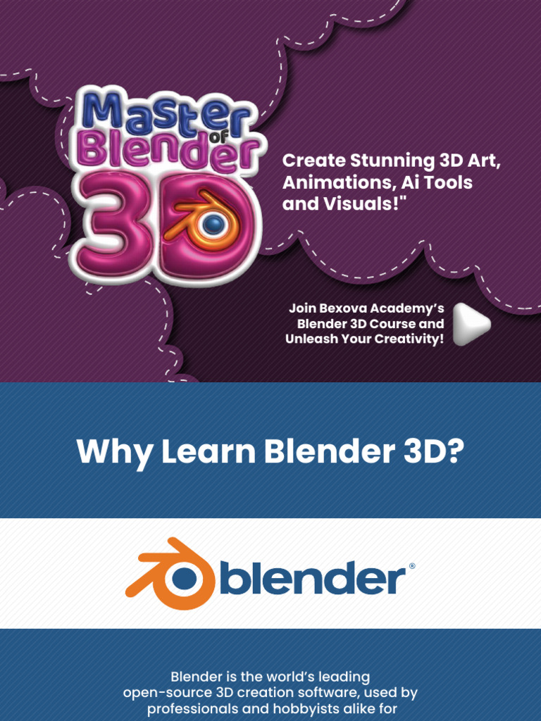 Bexova Academy Blender 3D Course | PDF | Blender (Software) | 3 D ...