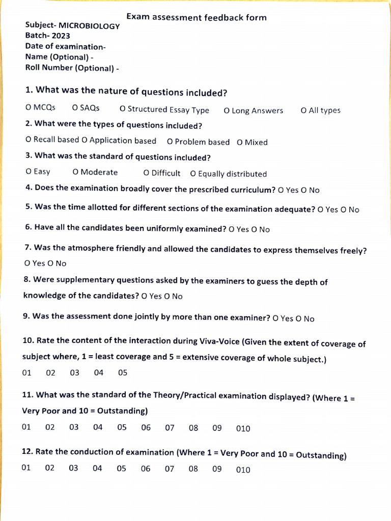 Exams Assessment Form | PDF