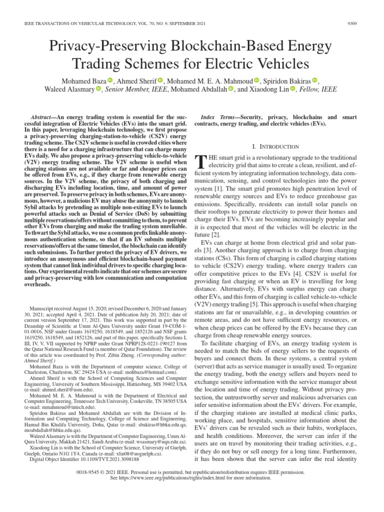 Privacy-Preserving Blockchain-Based Energy Trading Schemes For Electric ...