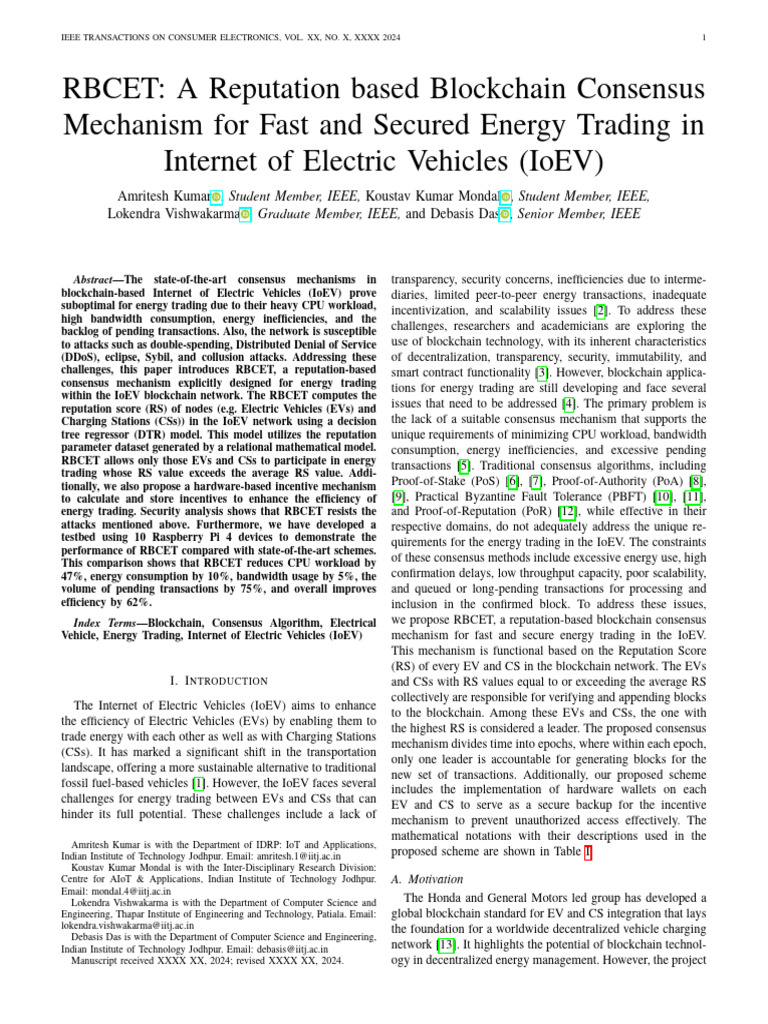 RBCET A Reputation Based Blockchain Consensus Mechanism For Fast and Secured Energy Trading in ...