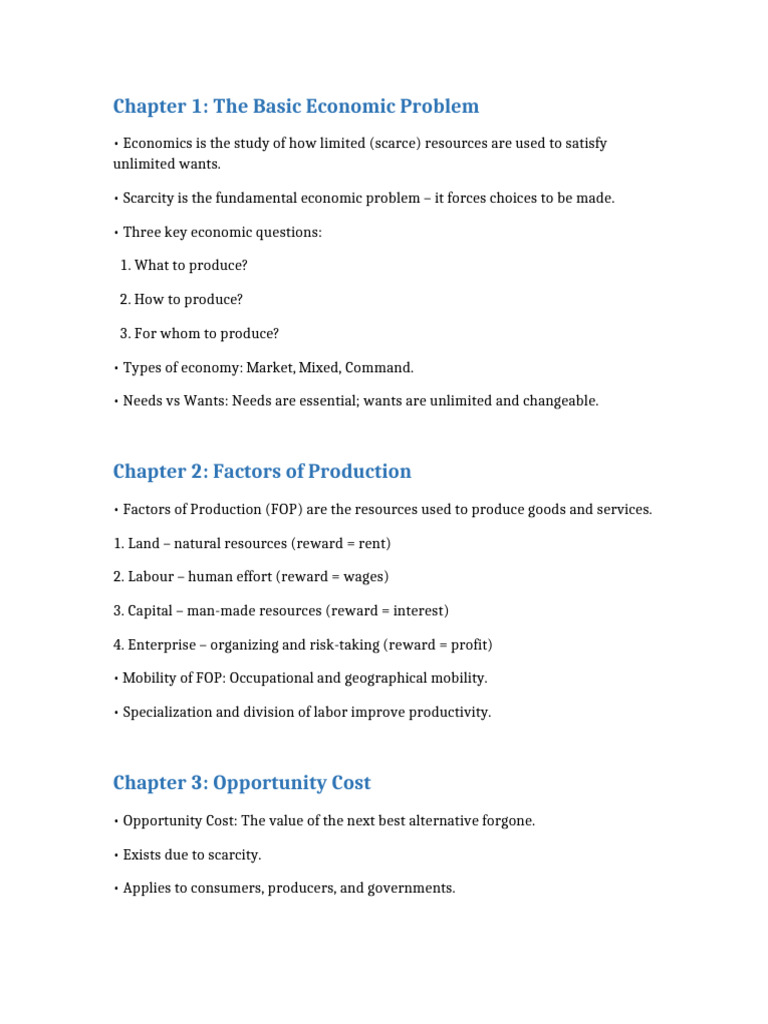 IGCSE Economics Ch1to12 Complete Detailed Notes | PDF | Demand | Supply ...