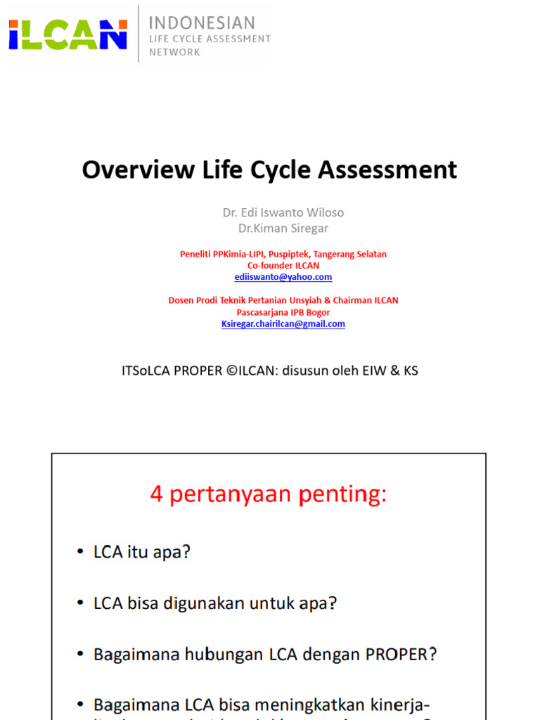 Dr. Edi Iswanto & Dr. Kiman Siregar - Materi 1 - Overview Life Cycle Assessment | PDF