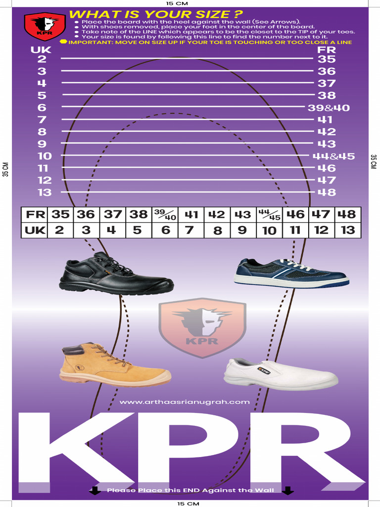 KPR Size Chart 35 X 15 CM | PDF