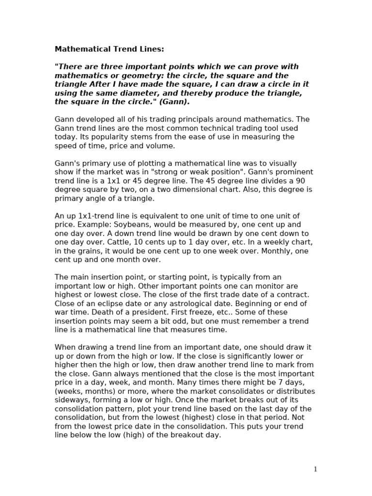 Gann Lessons Mathematical Trend Lines | PDF | Circle | Geometry