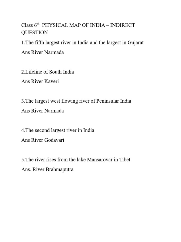 Class 6th Physical Map of India | PDF