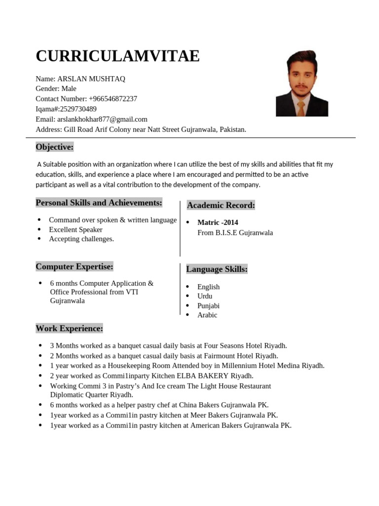 CV of Arslan Mushtaq | PDF