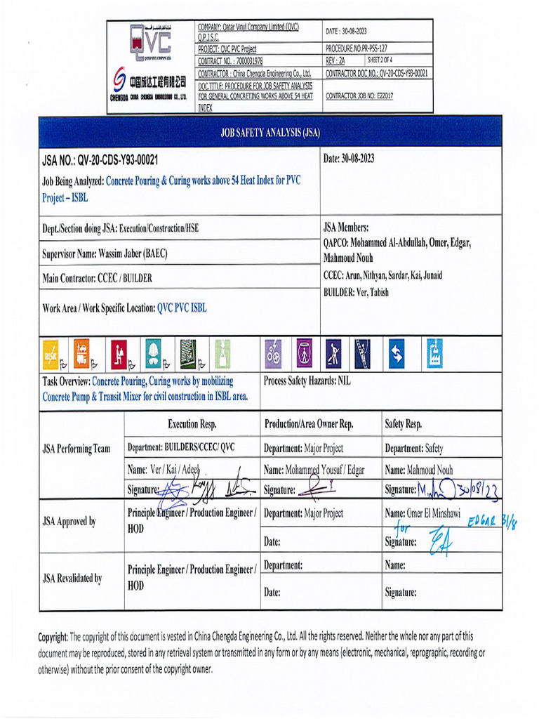 QV-20-CDS-Y93-00021 Concrete Pouring & Curing Above 54 Heat Index For ...