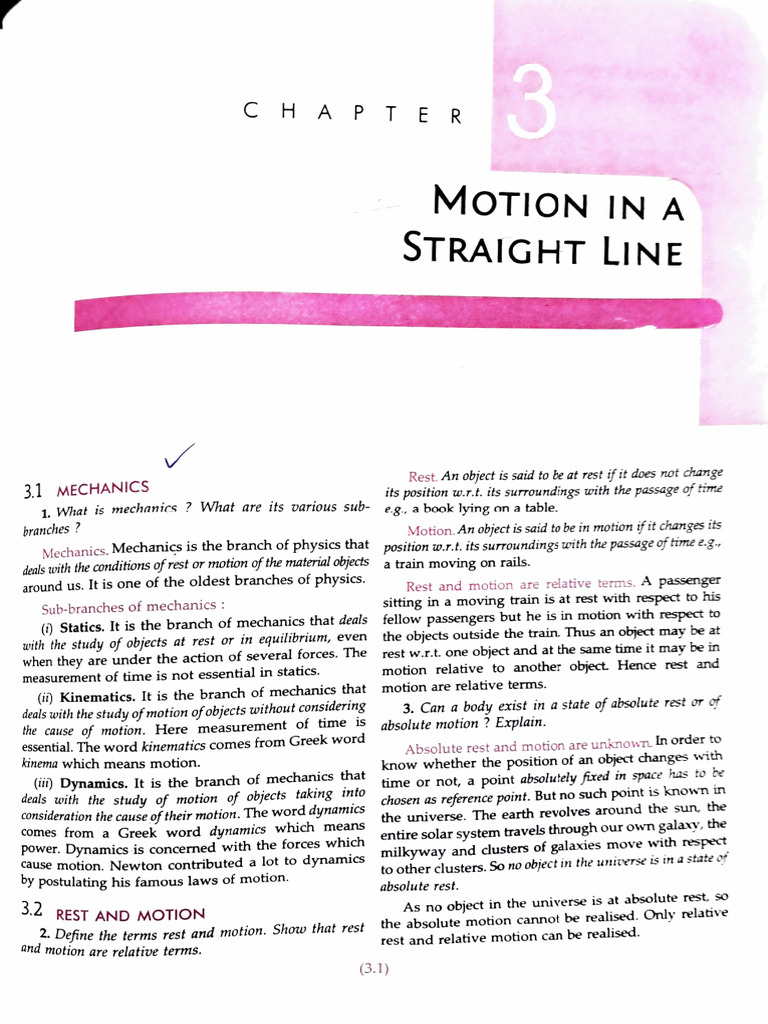 Motion in A Staight Line | PDF | Speed | Velocity