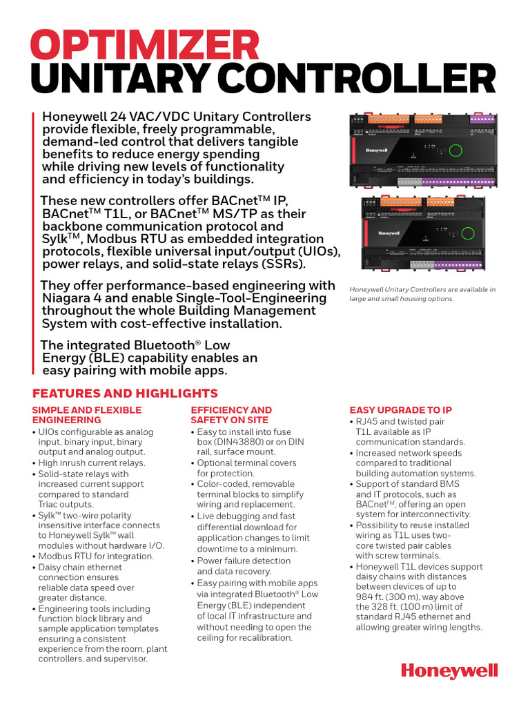 Ba Bms Honeywell Optimizer Unitary Controller Datasheet 31 00613 0424 ...