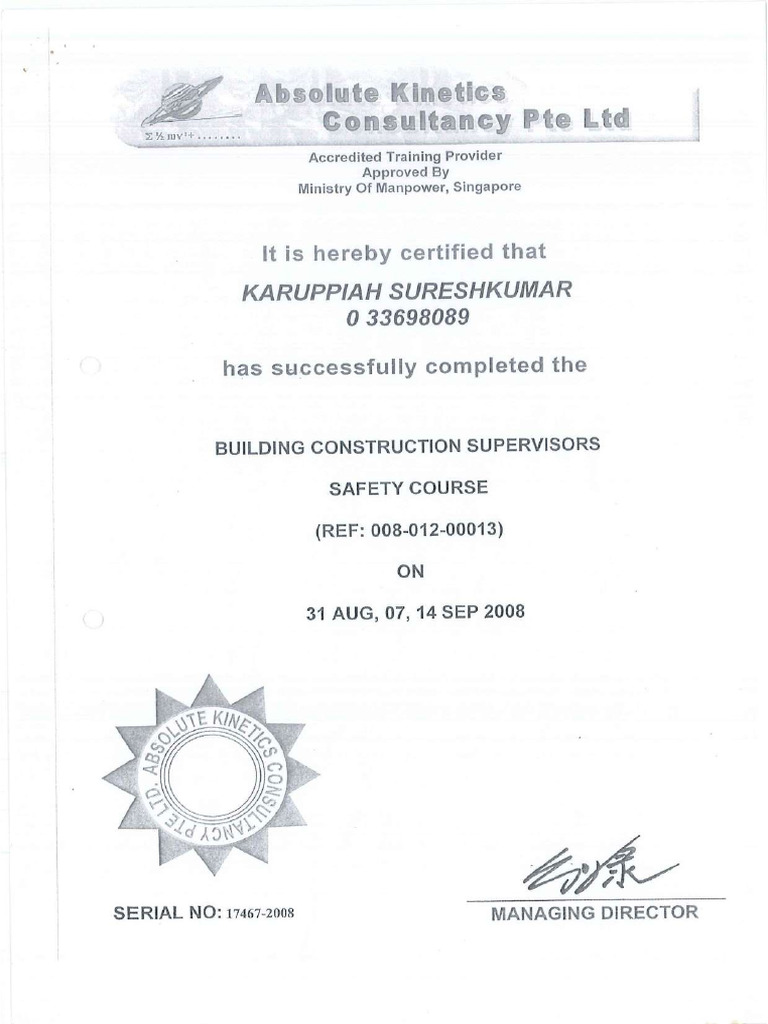 Karuppiah Sureshkumar - Class 4 Driver + Lorry Crane Operator | PDF