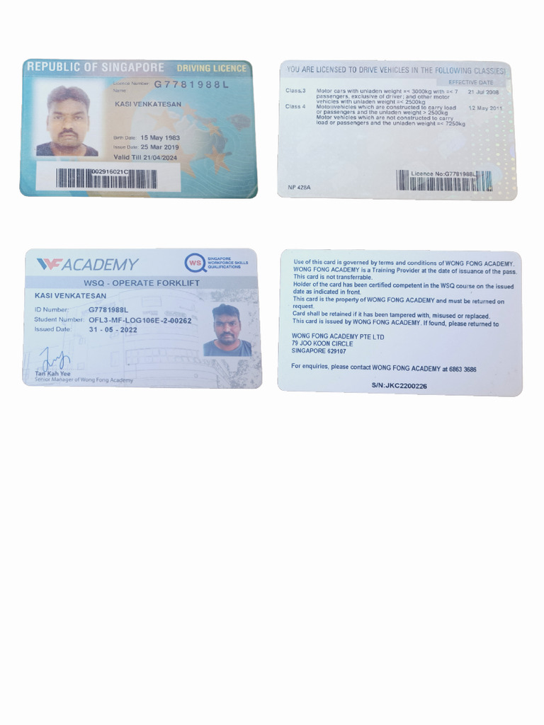 Kasi Venkatesan - Class 4 Driver + Forklift Operator | PDF