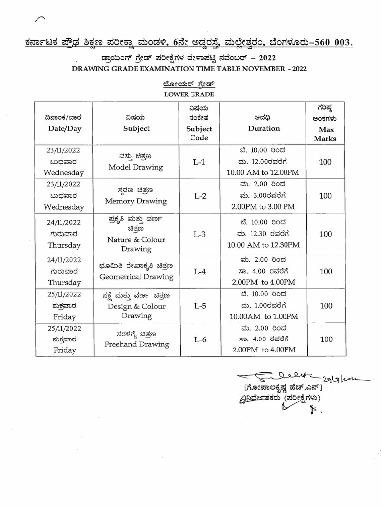 Drawing Nov 2022_Time Table | PDF