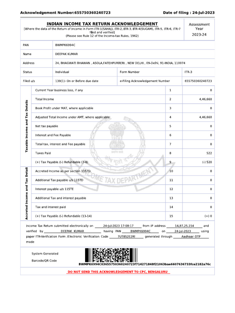 Deepak Khari Itr V | PDF