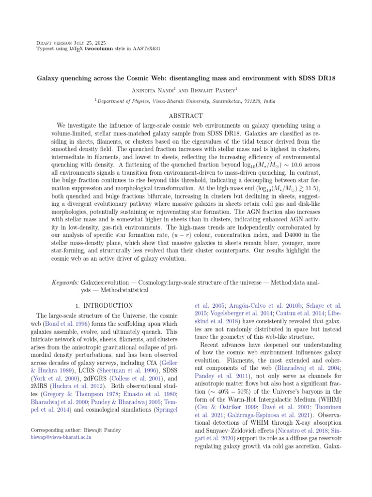 Galaxy Quenching in Cosmic Web Environments | PDF | Galaxy | Star Formation
