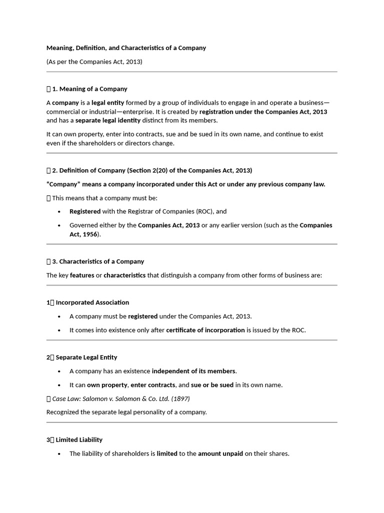 Company Definition and Characteristics | PDF | Companies | Piercing The ...