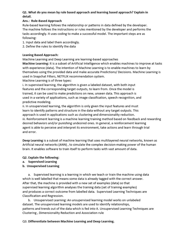 Rule-Based vs Learning-Based Approaches | PDF | Machine Learning | Deep ...