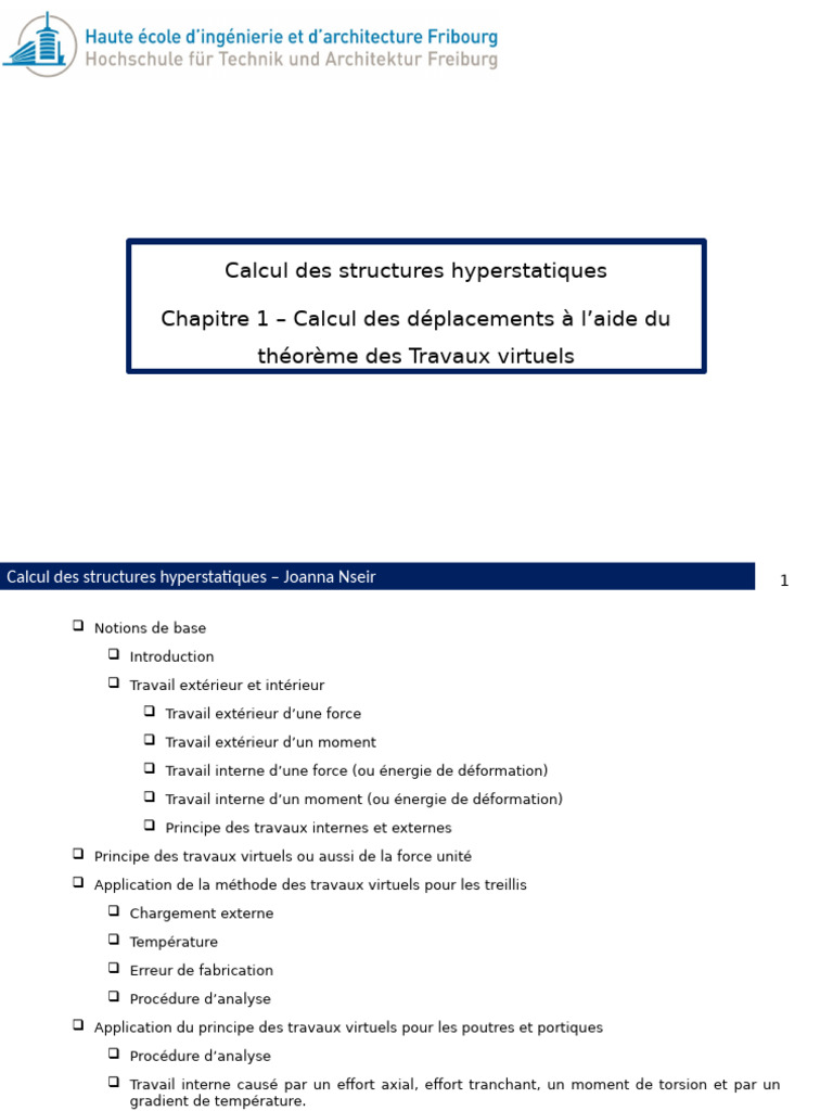 Chapitre 1 - Calcul Des Dã©placements Ã Laide Des Travaux Virtuels - Slides | PDF | Treillis ...