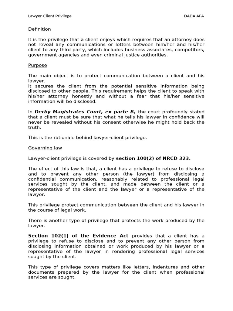 Lawyer Client Privilege | PDF | Attorney–Client Privilege | Justice