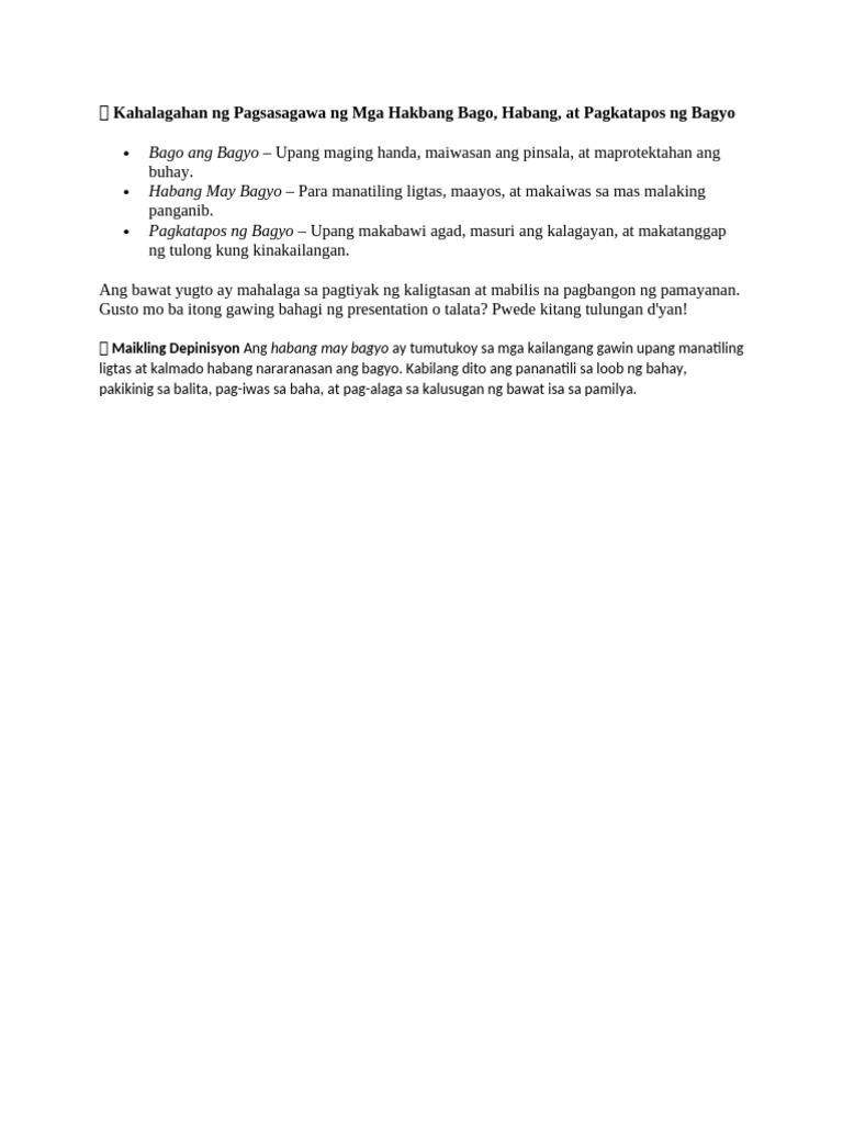 ? Kahalagahan NG Pagsasagawa NG Mga Hakbang Bago | PDF
